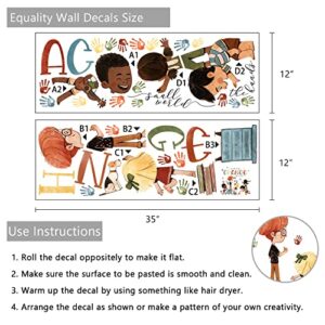 Yovkky Equality Wall Decals Stickers, Small Hands Change The World Inspirational Diversity Inclusion Handprints Neutral Nursery Toddler Classroom Decor, Kids Room Home Decorations Bedroom Daycare Art