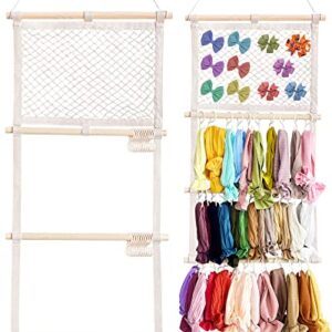 Maiqufa Headband Holder Hair Bows Organizer for Girls, Wall Mounted Hanger with 40 hooks, Large Capacity Baby Hair Accessory Organizer for Toddler Girls Room and Nursery Décor