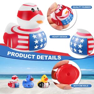 Patriotic Rubber Ducks - 24 Pcs Independence Day Novelty Funny Squeeze Baby Shower Bathtub Ducks for Fourth of July Party Supplies