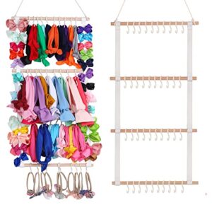 cayilan headband holder for baby girls, headband organizer for baby girls,hair accessories organizer storage wall hanging decor for nursery toddler girls room (29 inch, white)