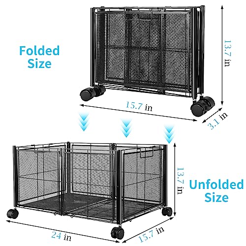 Foldable Large Toy Storage and Organizer with 4 Slient Wheels, Rolling Toy Chest for Baby Boys Girls,72L Metal Collapsible Toy Storage Bin, 1-Minute Assembly Toy bin- 1 Pack