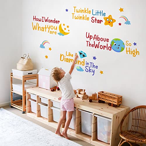 DEKOSH Nursery Wall Decor with Twinkle Twinkle Little Star Rhmye | Beautiful Design Wall Decals for Baby Nursery, Girls/Boys Bedroom