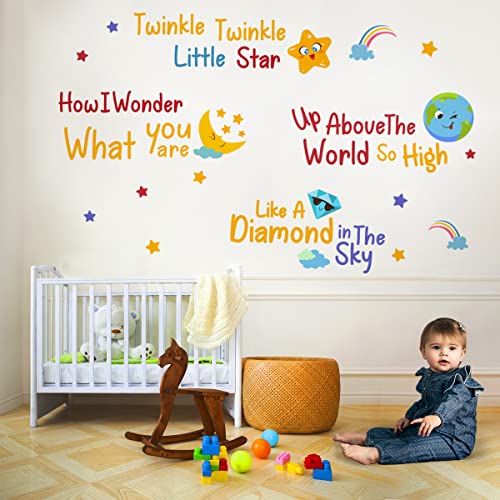 DEKOSH Nursery Wall Decor with Twinkle Twinkle Little Star Rhmye | Beautiful Design Wall Decals for Baby Nursery, Girls/Boys Bedroom