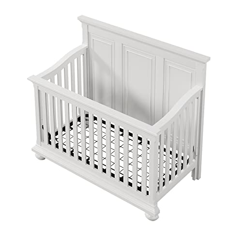 Pvillez Farmhouse Style 4-in-1 Convertible Crib, Full Size Convertible Crib, Converts from Baby Crib to Toddler Bed, Daybed and Full-Size Bed, 3 Mattress Height Settings (White)