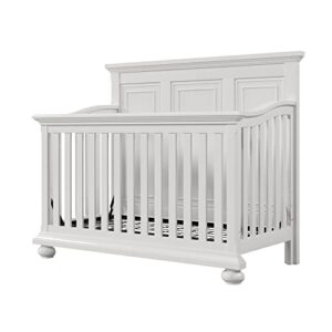 Pvillez Farmhouse Style 4-in-1 Convertible Crib, Full Size Convertible Crib, Converts from Baby Crib to Toddler Bed, Daybed and Full-Size Bed, 3 Mattress Height Settings (White)