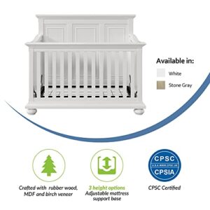 Pvillez Farmhouse Style 4-in-1 Convertible Crib, Full Size Convertible Crib, Converts from Baby Crib to Toddler Bed, Daybed and Full-Size Bed, 3 Mattress Height Settings (White)