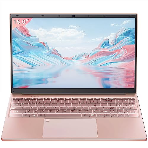 【Win 11 Pro/Office 2019】16 inch Laptop Narrow Bezels FHD (1920*1200) IPS Display, High Performance Celeron N5105 CPU, 16GB RAM, 256GB SSD, with Full Size Numeric Backlit KB, Rose gold (16G+256G SSD)