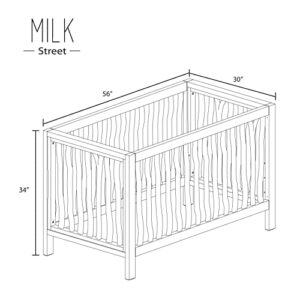 Milk Street Baby 4 in 1 Convertible Baby Crib | Converts to Toddler Bed, Daybed and Full-Size Bed, Fits Standard Full-Size Crib Mattress, 100% Solid Wood, White & Natural