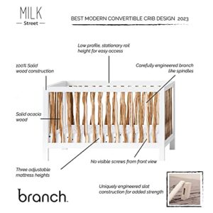 Milk Street Baby 4 in 1 Convertible Baby Crib | Converts to Toddler Bed, Daybed and Full-Size Bed, Fits Standard Full-Size Crib Mattress, 100% Solid Wood, White & Natural