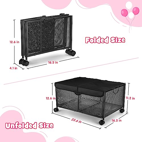 Toy Organizers and Storage, Foldable Kids Toy Chests & Storage, 23.62'' x 16.53'' x 12.6'' Tonies Box Carrying Case, Kids Toy Storage Organizer with 360°C Wheels, Collapsible Metal Toy Storage Box