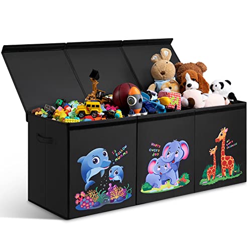 EPAPHRAS Toy Storage Chest for Kids, Large Foldable Toy Box with Lip and Handles for Boys and Girls, Collapsible Toy Bin organizers and storage for Children Playroom, Nursery, Bedroom,Home