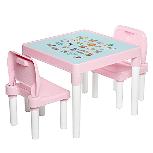 Walnut Children 's Learning Table Chairs Set Kids Gaming Learning Tables Chair PP Table Cute Toy Game Table Desk for Girs Boy