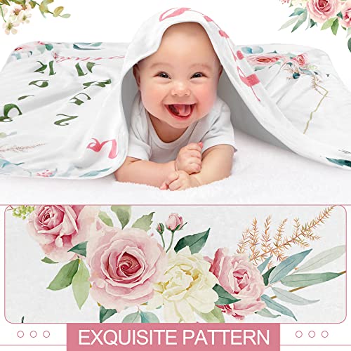 Mixweer Highland Baby Monthly Milestone Soft Blanket for Baby Cow Baby Blankets Newborn Photo Props for Newborn Nursery Baby Decor 40 x 47'' (Flower)