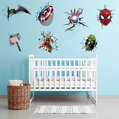 3D Wall Decals Poster for Kids, PVC Self-Adhesive Wall Decor Stickers for Boys Kids Bedroom Nursery Playroom