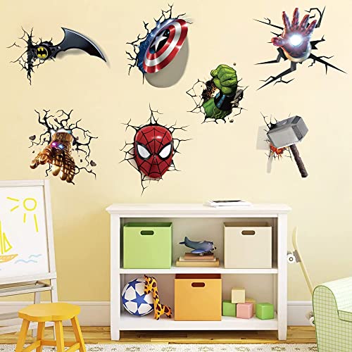 3D Wall Decals Poster for Kids, PVC Self-Adhesive Wall Decor Stickers for Boys Kids Bedroom Nursery Playroom