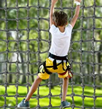 3.3' X 6.6' Polyester Playground Net, Heavy Duty Large Military Climbing Cargo Net, Kids Safety Protection Net, Rope Ladder, Swingset, for Kids & Adult, Indoor & Outdoor, Treehouse, Jungle Gyms …