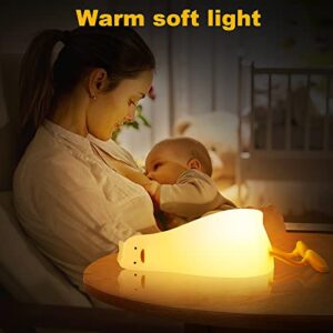 Cute Duck LED Night Light, 3 Level Dimmable Lying Flat Duck Night Light for Kids/Adult, Type-C Rechargeable Bedside Touch Night Lamp, Kawaii Stuff duck Lamp, Nightlight for Bedroom, Breastfeeding