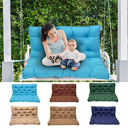 Mrzneaoch Porch Swing Cushion with Backrest and Ties 3 Seat Swing Cushion Replacement Thicken 4" Outdoor Swing Cushions for Outdoor Cushions for Patio Furniture (60 * 40 * 4 inch)