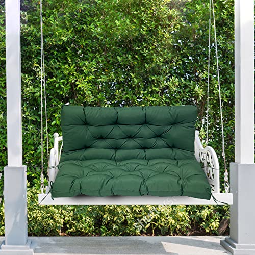 Mrzneaoch Porch Swing Cushion with Backrest and Ties 3 Seat Swing Cushion Replacement Thicken 4" Outdoor Swing Cushions for Outdoor Cushions for Patio Furniture (60 * 40 * 4 inch)