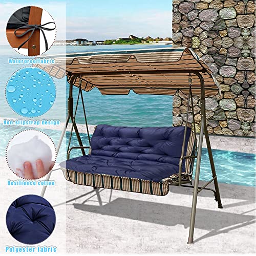 Mrzneaoch Porch Swing Cushion with Backrest and Ties 3 Seat Swing Cushion Replacement Thicken 4" Outdoor Swing Cushions for Outdoor Cushions for Patio Furniture (60 * 40 * 4 inch)