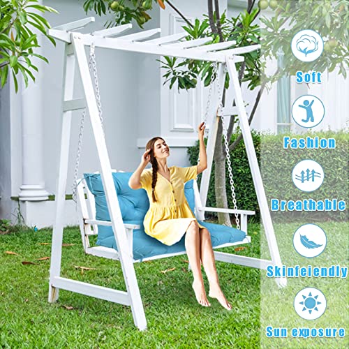 Mrzneaoch Porch Swing Cushion with Backrest and Ties 3 Seat Swing Cushion Replacement Thicken 4" Outdoor Swing Cushions for Outdoor Cushions for Patio Furniture (60 * 40 * 4 inch)