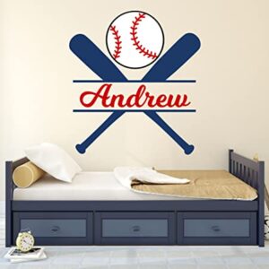 Baseball Wall Decals - Custom Name Decal - Wall Decor for Boys Room - Personalized Baseball Bat Wall Decal - Sport Wall Art Kids Bedroom Decor