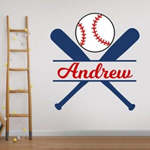 Baseball Wall Decals - Custom Name Decal - Wall Decor for Boys Room - Personalized Baseball Bat Wall Decal - Sport Wall Art Kids Bedroom Decor