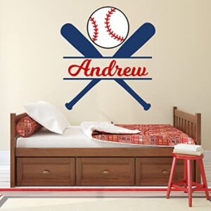 Baseball Wall Decals - Custom Name Decal - Wall Decor for Boys Room - Personalized Baseball Bat Wall Decal - Sport Wall Art Kids Bedroom Decor