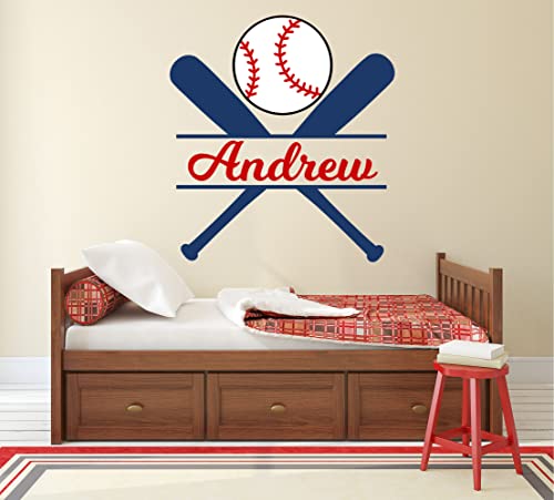 Baseball Wall Decals - Custom Name Decal - Wall Decor for Boys Room - Personalized Baseball Bat Wall Decal - Sport Wall Art Kids Bedroom Decor