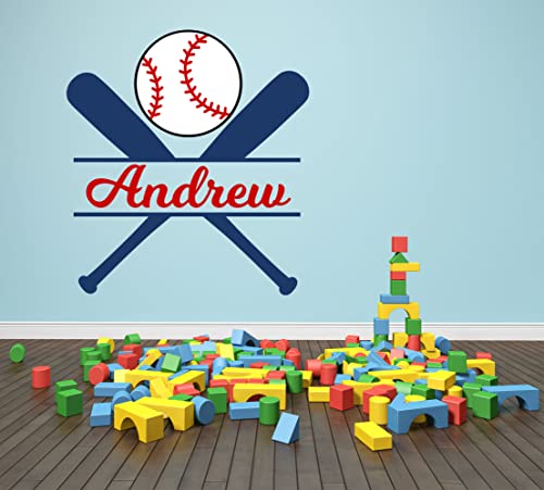 Baseball Wall Decals - Custom Name Decal - Wall Decor for Boys Room - Personalized Baseball Bat Wall Decal - Sport Wall Art Kids Bedroom Decor