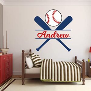 Baseball Wall Decals - Custom Name Decal - Wall Decor for Boys Room - Personalized Baseball Bat Wall Decal - Sport Wall Art Kids Bedroom Decor