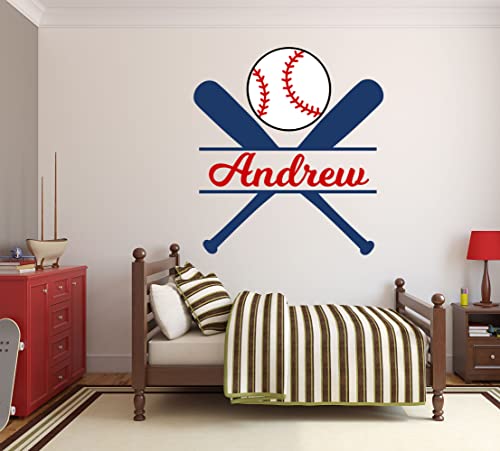 Baseball Wall Decals - Custom Name Decal - Wall Decor for Boys Room - Personalized Baseball Bat Wall Decal - Sport Wall Art Kids Bedroom Decor