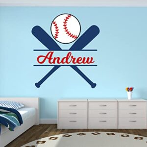 Baseball Wall Decals - Custom Name Decal - Wall Decor for Boys Room - Personalized Baseball Bat Wall Decal - Sport Wall Art Kids Bedroom Decor