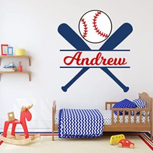 Baseball Wall Decals - Custom Name Decal - Wall Decor for Boys Room - Personalized Baseball Bat Wall Decal - Sport Wall Art Kids Bedroom Decor