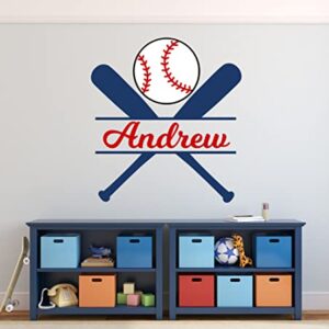 Baseball Wall Decals - Custom Name Decal - Wall Decor for Boys Room - Personalized Baseball Bat Wall Decal - Sport Wall Art Kids Bedroom Decor