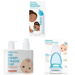 fridababy electric nosefrida & oh cr*p! cradle cap flake fixer scalp spray + scalp mask duo & the 3-step cradle cap system