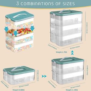 Cube Storage Organizer Bins for Lego Plastic Kids Child Toy Containers with Bricks Baseplate Lids Craft Box 3 Layers Stackable Adjustable Compartments for Building Blocks Puzzle Board Game Chest Book Case