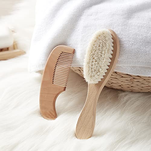 MYZI Baby Hair Brush Set – Soft Baby Brush Set for Newborns, Baby Comb and Brush Set Girl and Boy, Toddler Hair Brush and Toddler Comb - Baby Gift Set