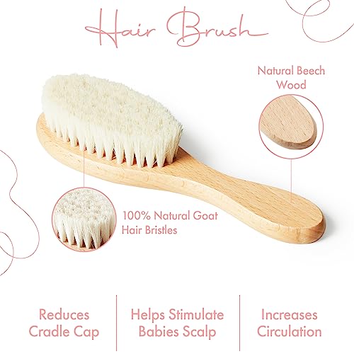 MYZI Baby Hair Brush Set – Soft Baby Brush Set for Newborns, Baby Comb and Brush Set Girl and Boy, Toddler Hair Brush and Toddler Comb - Baby Gift Set