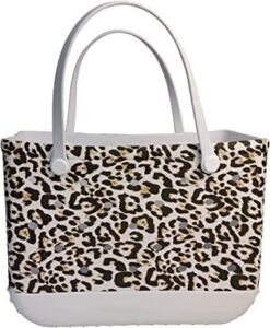 kedido rubber tote bag beach bag, waterproof travel bag outdoor fashion portable l handbag for sports beach market pool boat (color : leopard print, size : large)