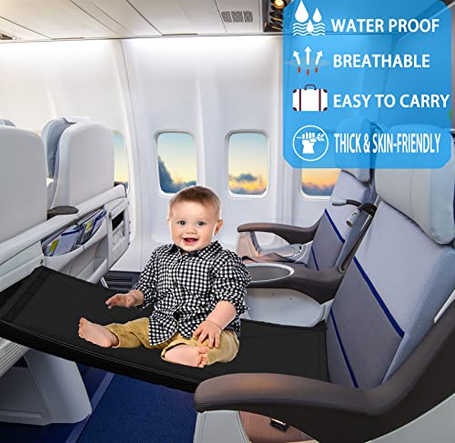 Airplane Footrest for Kids,Travel Airplane Toddler Bed,Portable Toddler Bed for Travel,Travel Foot Rest for Airplane Flights,Travel Seat Cushion for Airplane,Airplane Seat Extender for Kids (Black)