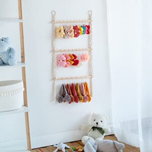 Dahey Hair Bows Organizer for Girls and Macrame Decorative Cotton Rope Storage Basket Boho Nursery Decor for Baby Girls Room