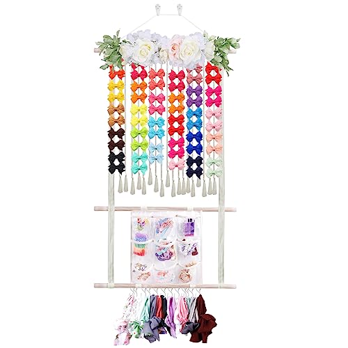 cherrboll Bows Holder for Girls, X-Large Capacity Headbands Hair Bows Organizer Stand Wall Hanger Decor for Nursery Room Toddler Women