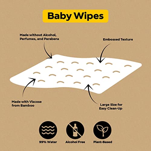 DYPER Viscose from Bamboo Baby Diapers Size 3 + 1 Pack Wet Wipes | Honest Ingredients | Made with Plant-Based* Materials | Hypoallergenic for Sensitive Skin, Unscented