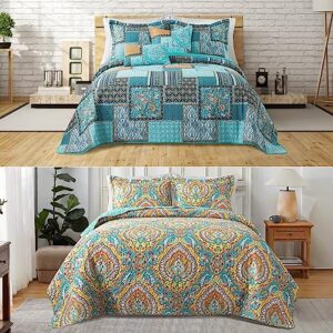 vaputar cotton king quilt sets + microfiber paisley king quilt sets 2 pack