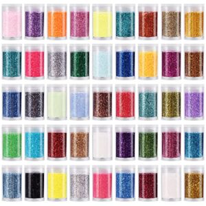 pack of 45 colors iridescent fine glitter,licool extra fine holographic glitter for epoxy resin diy craft,nail art,body hair face make up glitter powder,slime candle tumbler making metalic glitter