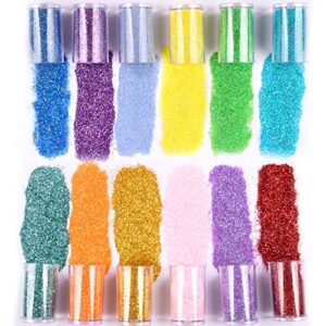 Pack of 45 Colors Iridescent Fine Glitter,Licool Extra Fine Holographic Glitter for Epoxy Resin DIY Craft,Nail Art,Body Hair Face Make up Glitter Powder,Slime Candle Tumbler Making Metalic Glitter