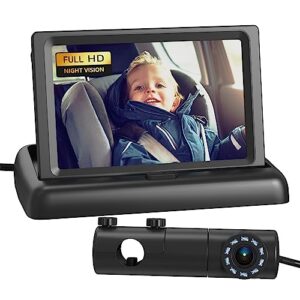 grownsy baby car camera, hd display baby car mirror with night vision feature, 4.3 inch baby car monitor with wide clear view, baby car seat mirror camera rear facing to observe baby’s every move