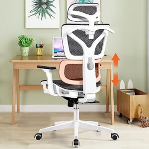 razzor ergonomic mesh office chair high back desk chair with adjustable lumbar support and headrest, 3d flip-up arm computer gaming chair, executive swivel task chair