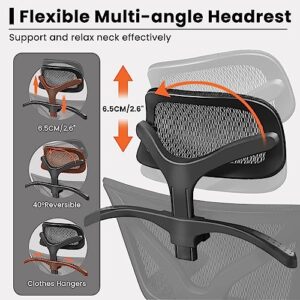 Razzor Office Chair Ergonomic Computer Desk Chair Upgrade Adjustable Lumbar Support, Breathable Mesh Gaming Chair with 3D Arms and Headrest Swivel High Back Executive Chairs